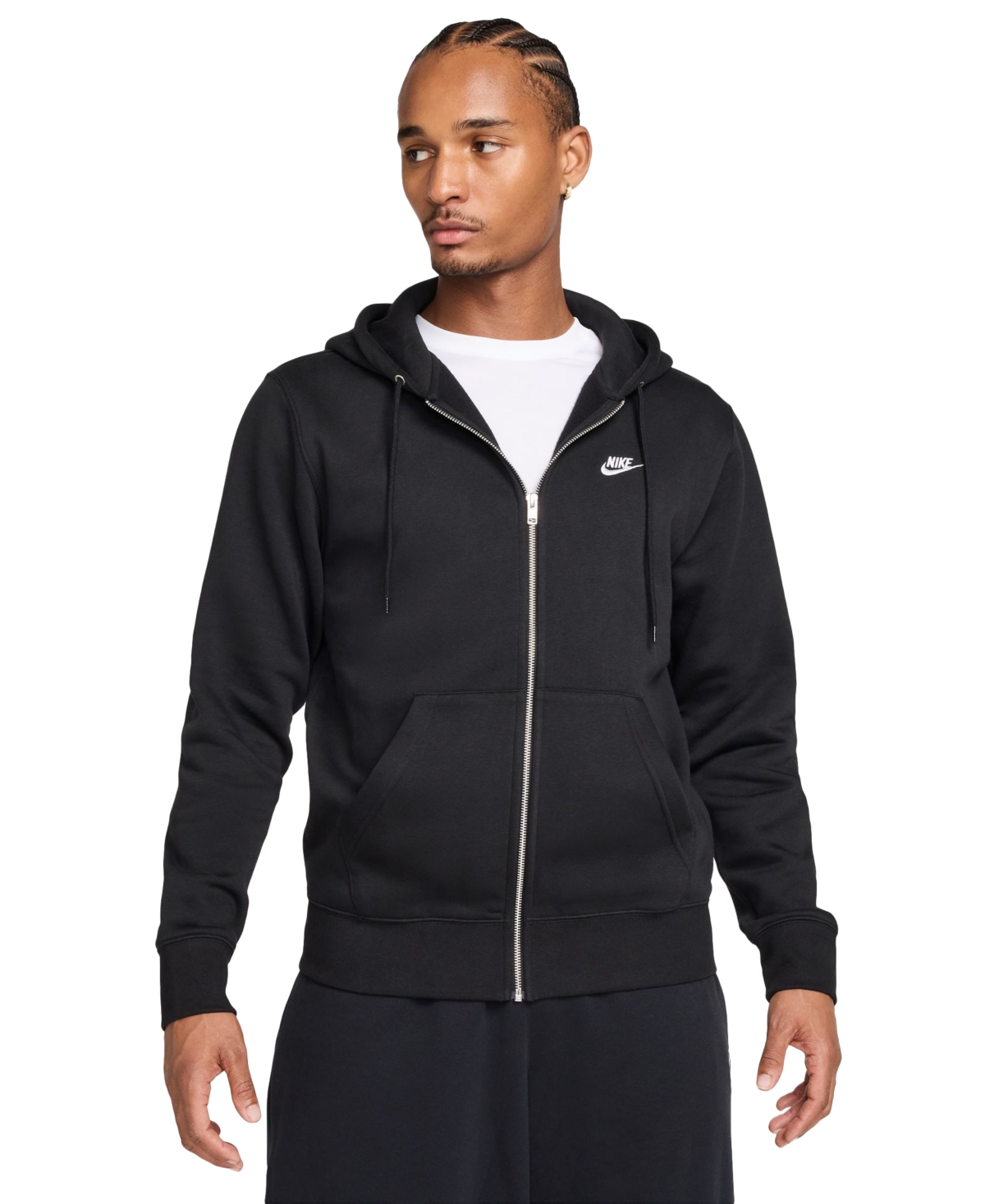 Click here for Nike Mens Full-Zip Fleece Hoodie - Black/White prices