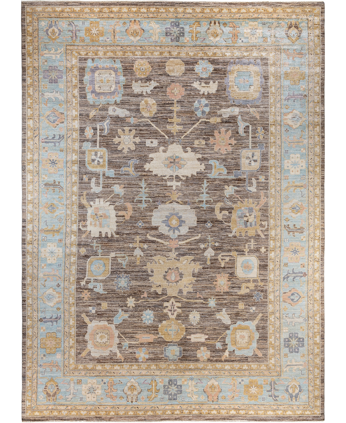 Adorn Hand Woven Rugs Colorful Oushak M1945 910x139 Area Rug - Gray