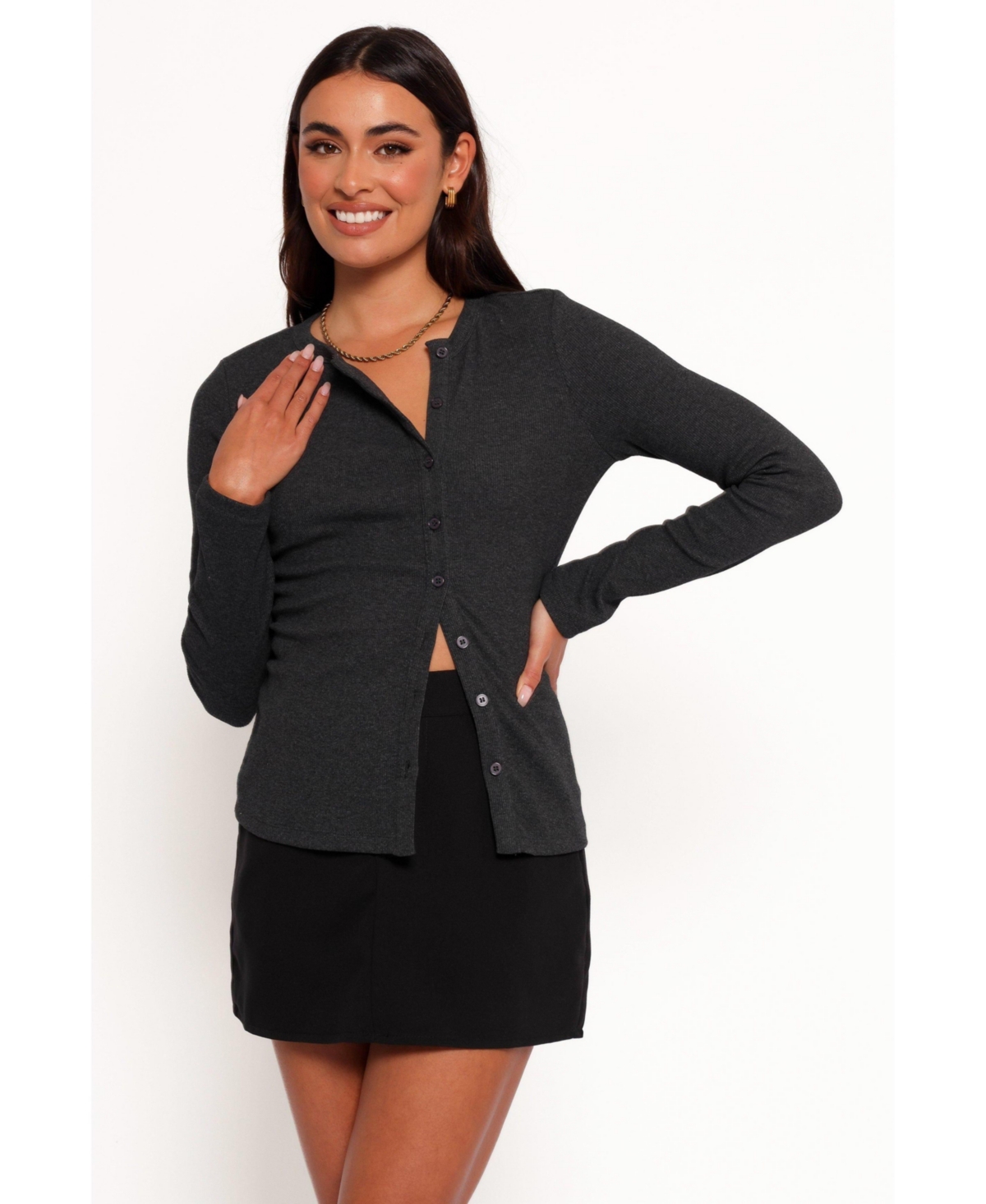 Click here for Petal and Pup Womens Jessa Knit Top - Dark grey prices
