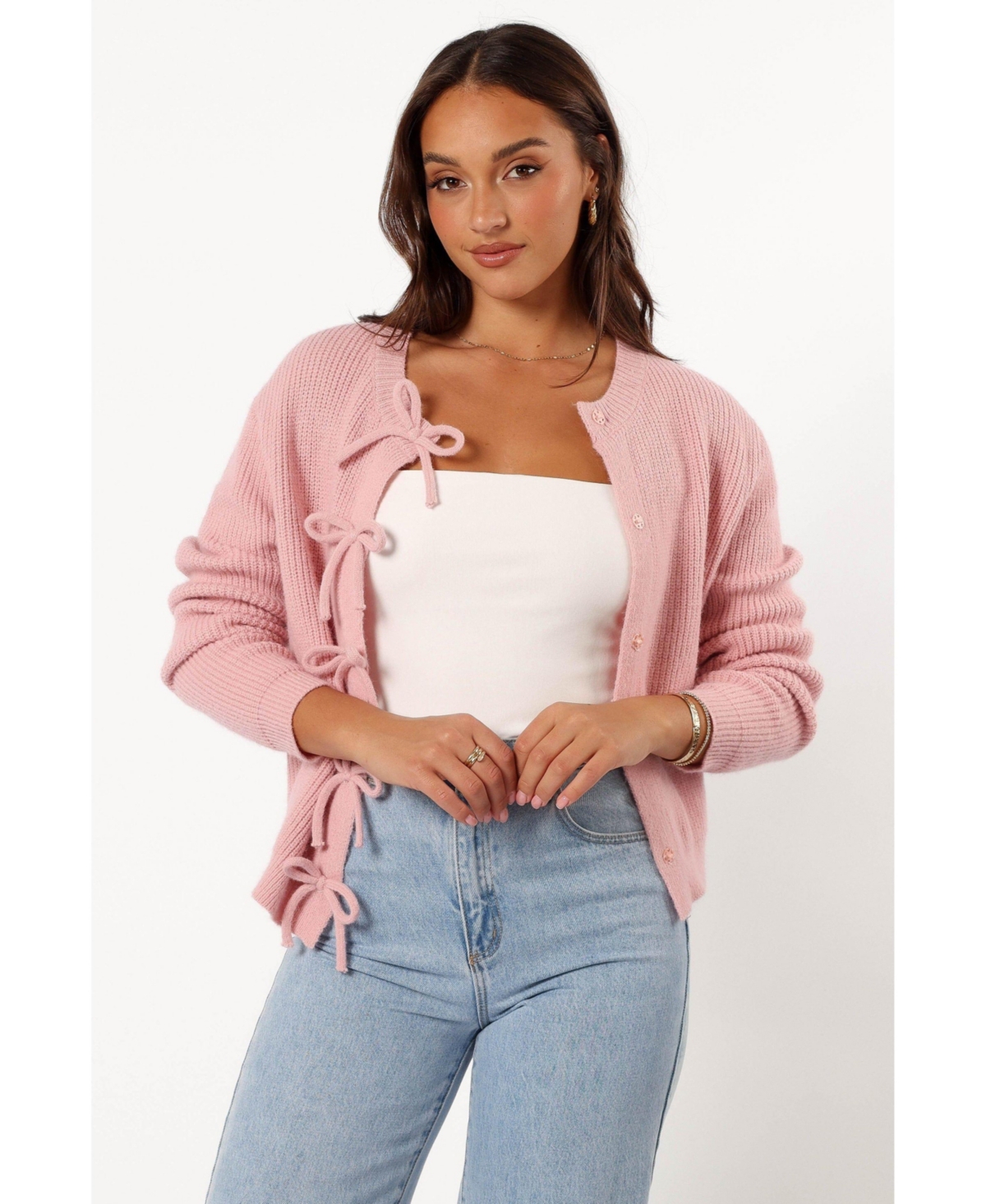 Click here for Petal and Pup Womens Wilde Bow Front Cardigan - Bl... prices