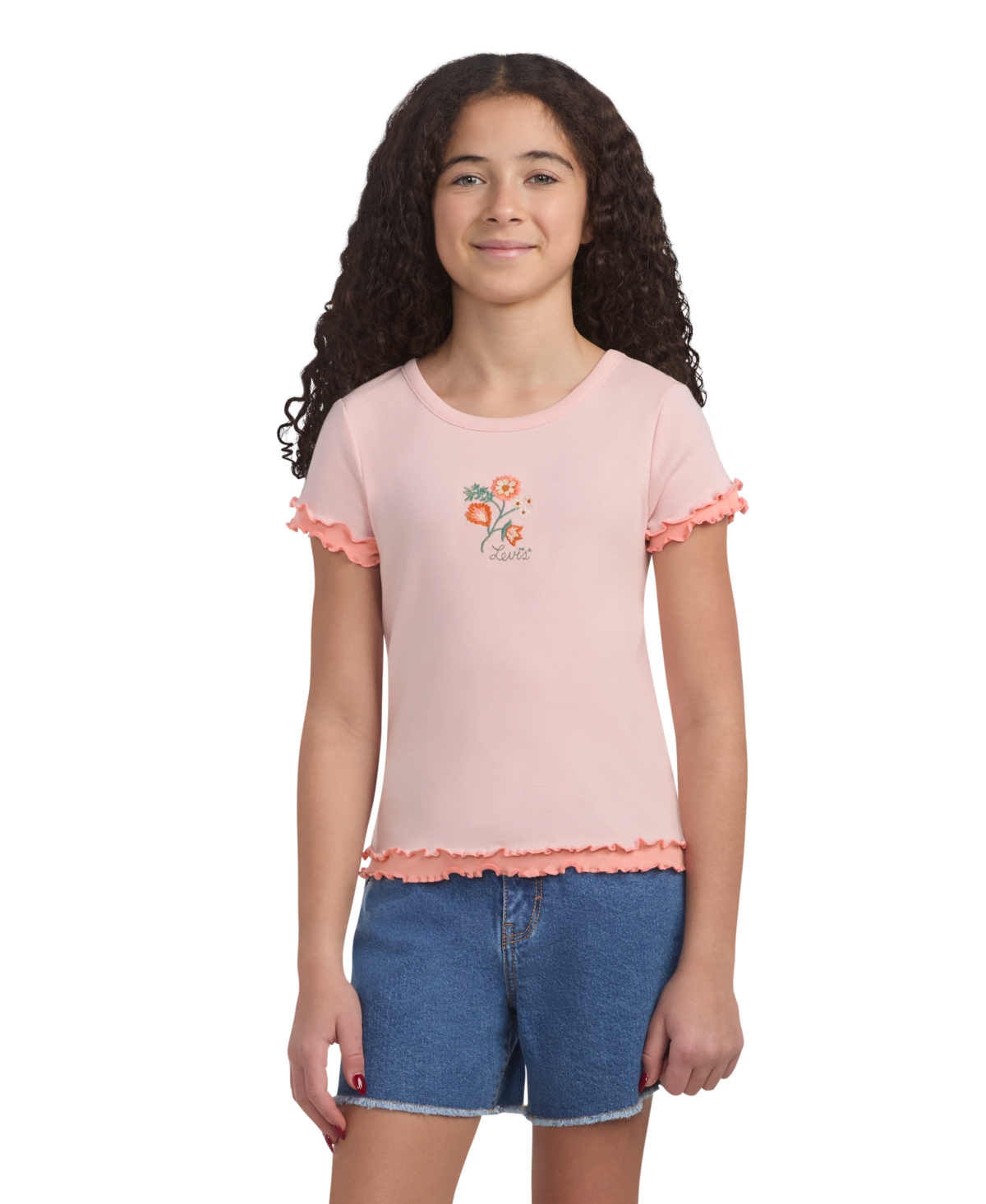 Click here for Levis Big Girls Floral Embroidery Knit Top - Engli... prices