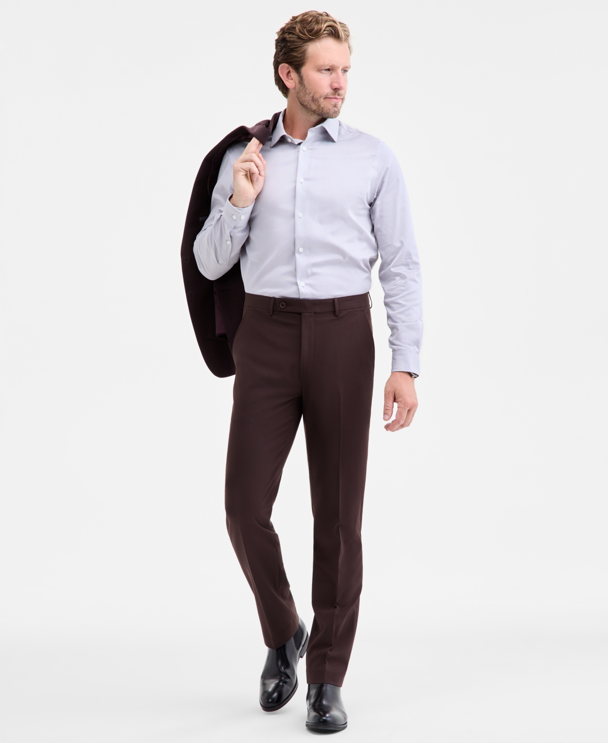 Click here for Calvin Klein Mens Slim-Fit Solid Dress Pants - Bro... prices