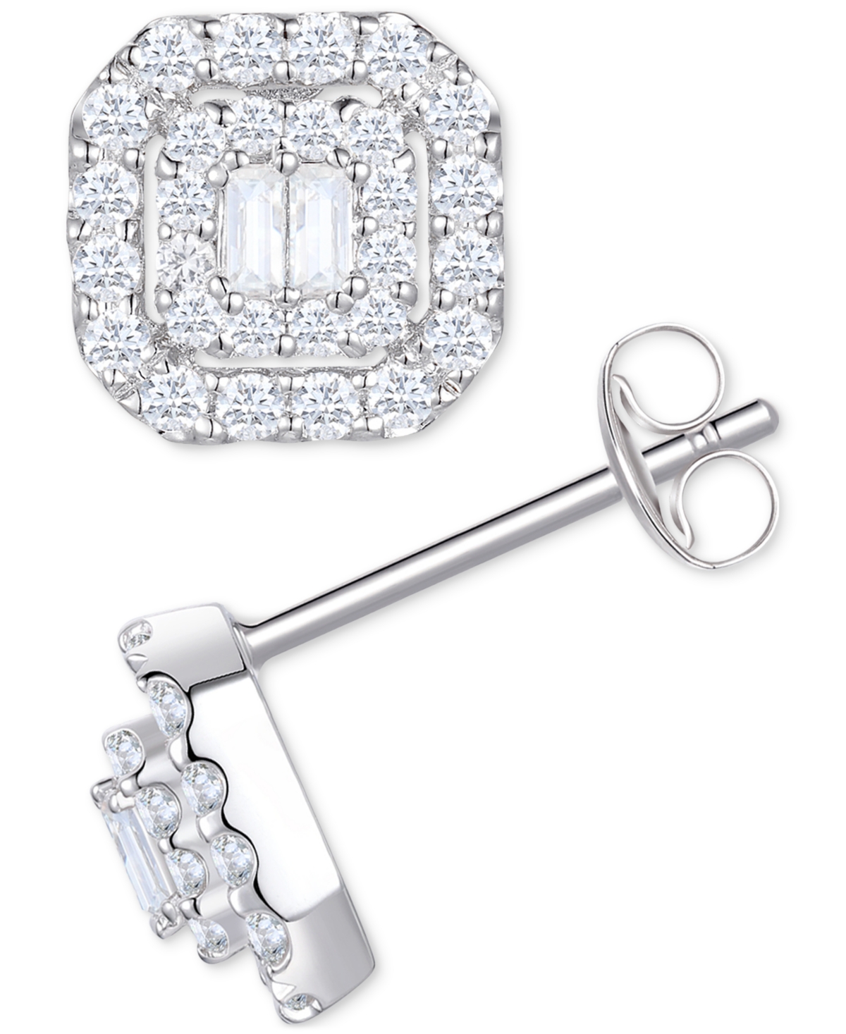 Click here for Diamond Round & Baguette Cluster Stud Earrings (1/... prices