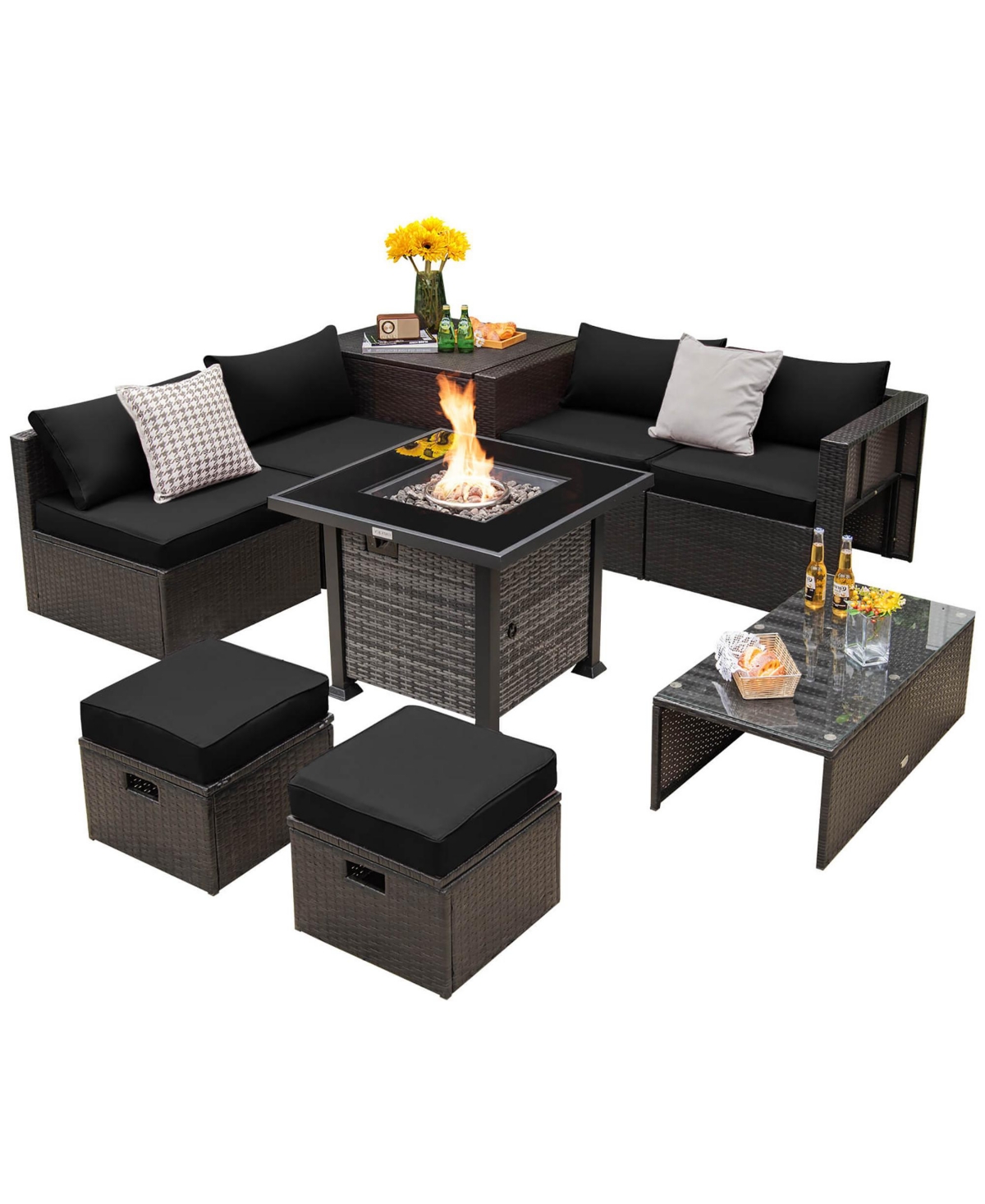 Click here for Gymax 9 Pieces Furniture Set w/ 50 000 Btu Propane... prices
