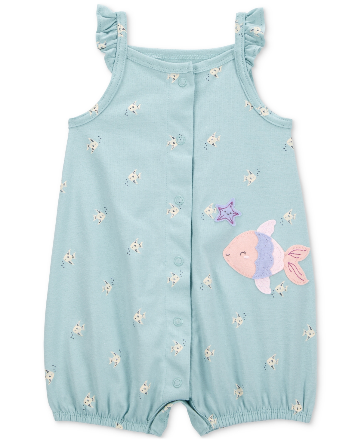 Click here for Carters Baby Girls Cotton Snap-Up Romper - Blue/Fi... prices
