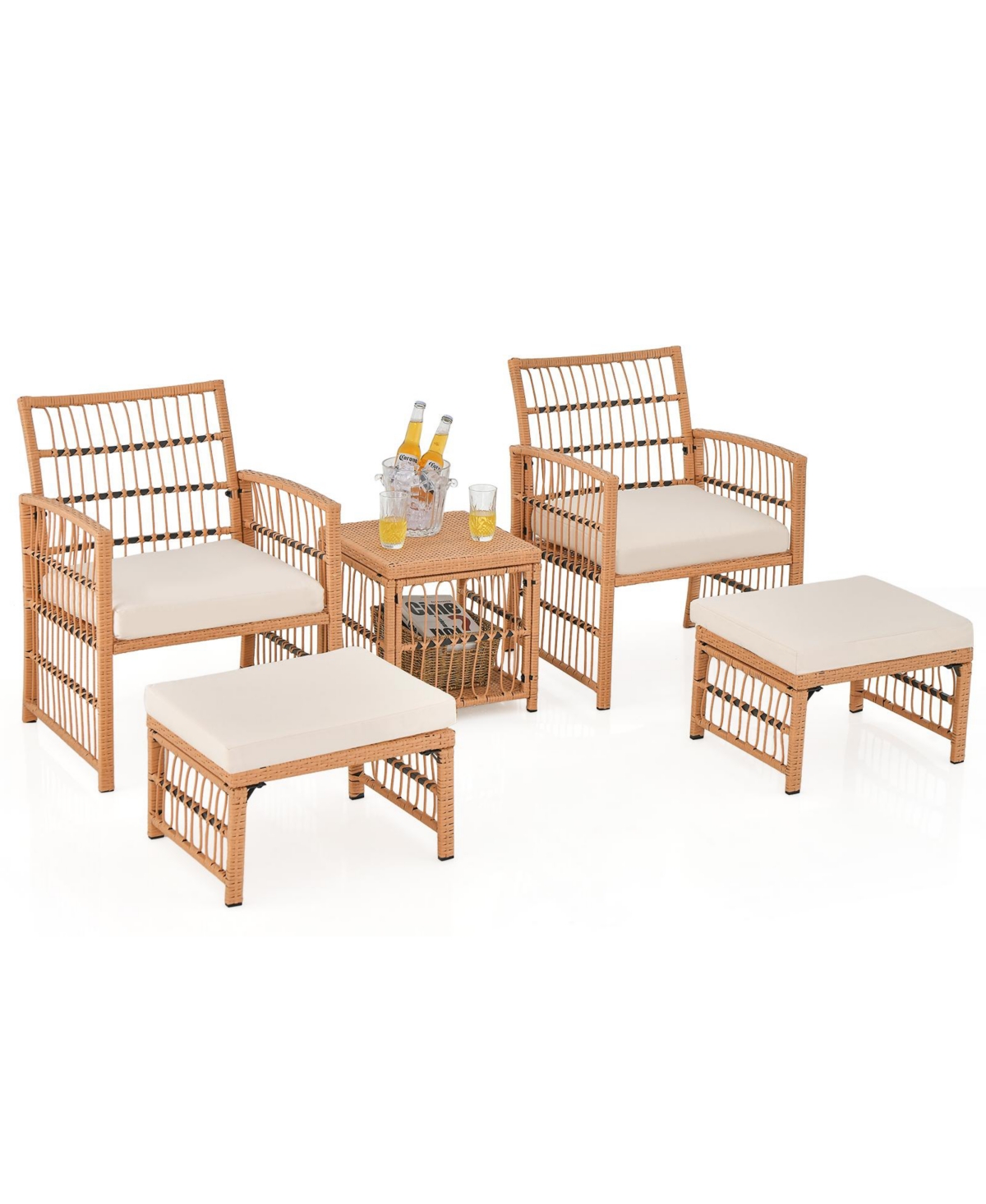 Click here for Gymax 5 Pcs Rattan Outdoor Patio Conversation Set... prices