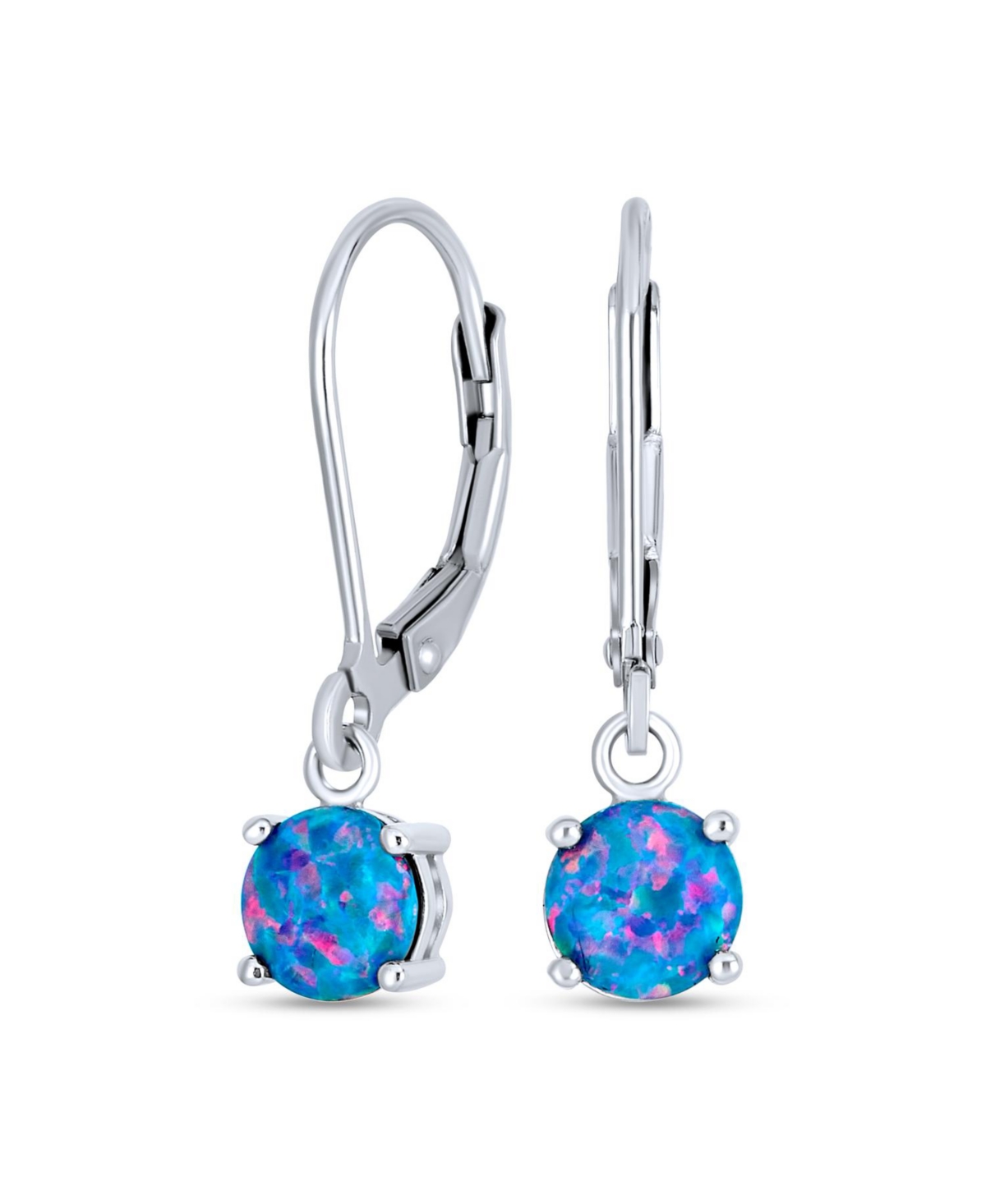 Click here for Bling Jewelry Round Solitaire Created Opal Lever b... prices