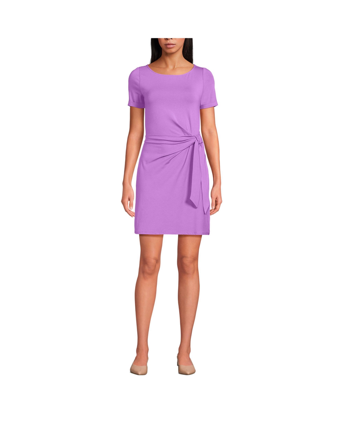 Click here for Lands End Womens Short Sleeve Cotton Modal Wrap Ab... prices