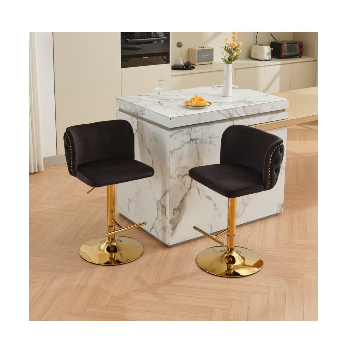Click here for Set of 2 Velvet Swivel Bar Stools with Tufted Back... prices