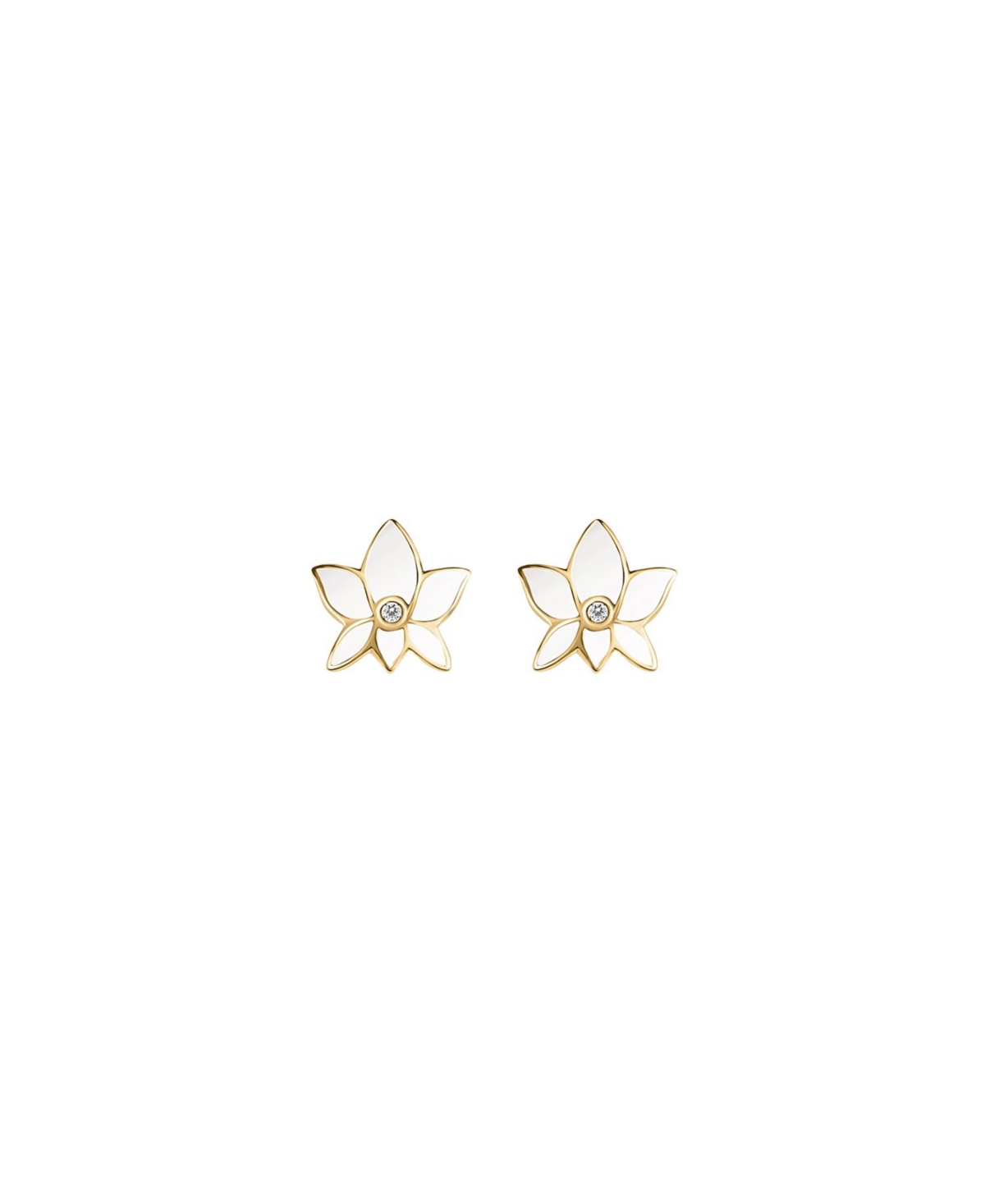 Click here for Lush Virtue - Lotus Flower Stud Earrings - White/r... prices
