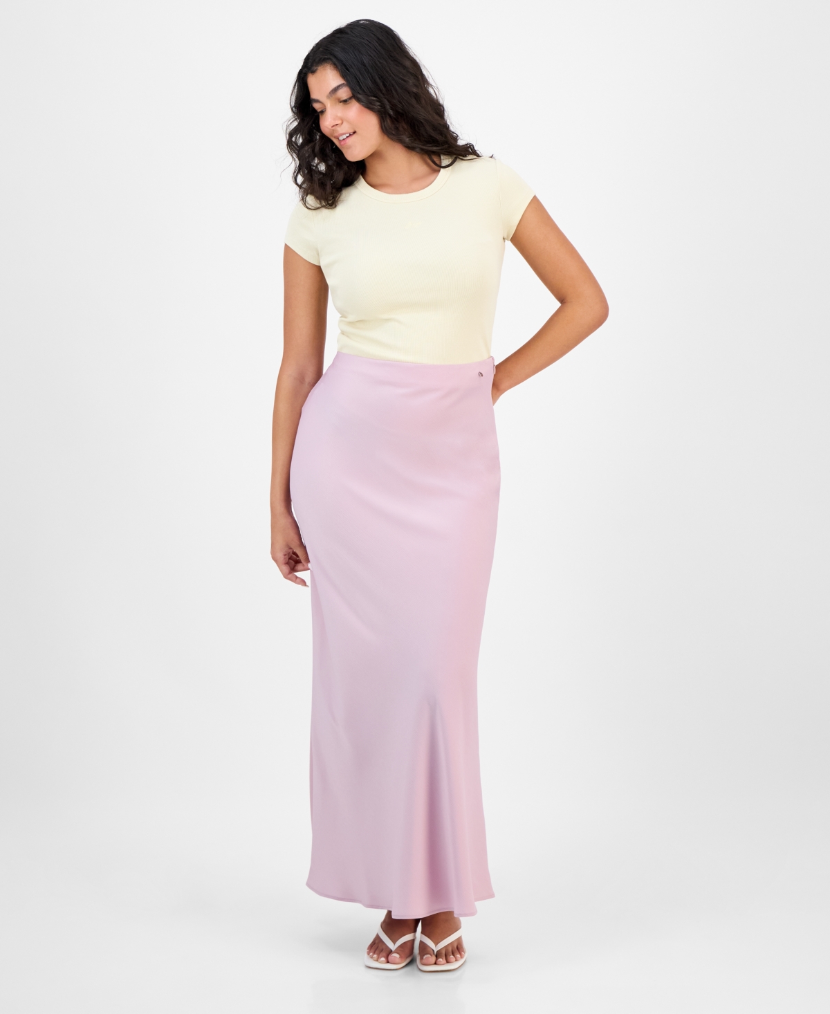 Click here for Boss Orange Womens Side-Zip Satin Maxi Slip Skirt... prices