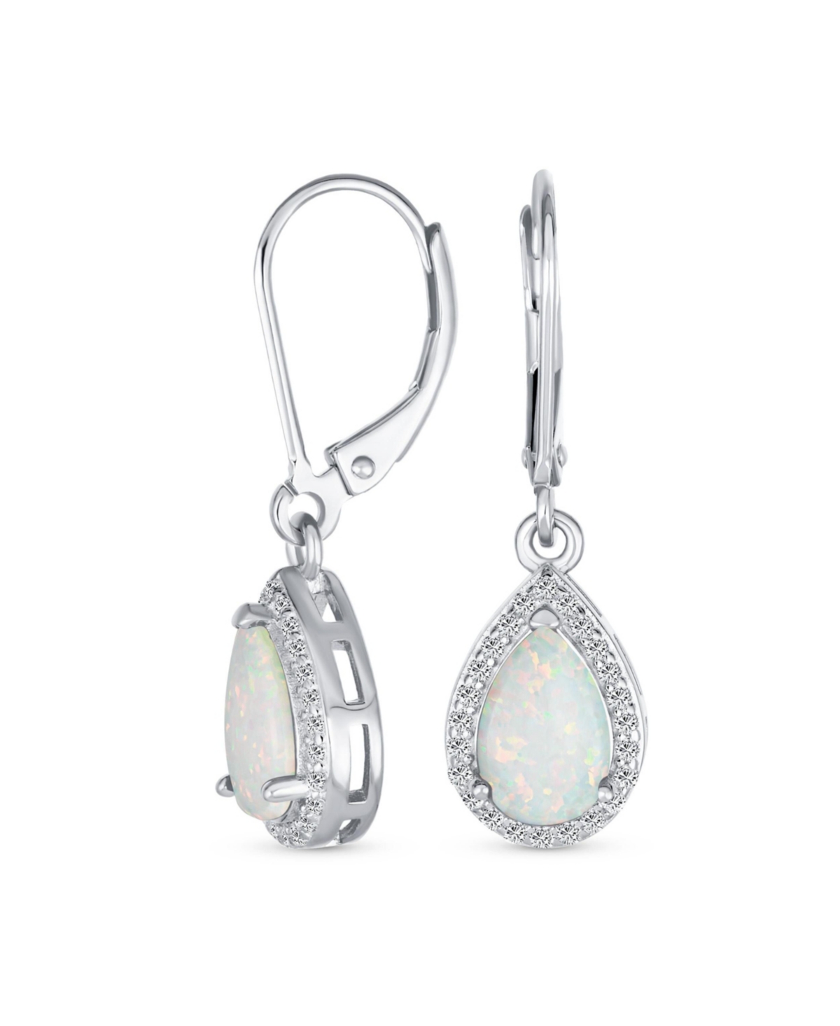 Click here for Bling Jewelry Solitaire Teardrop Created Opal Halo... prices
