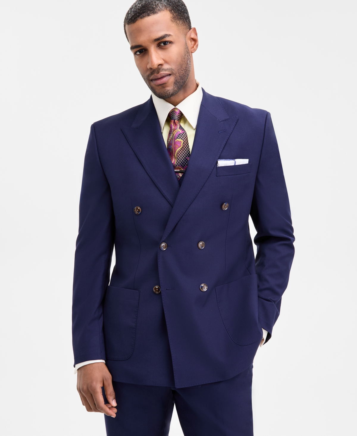Click here for Tayion Collection Mens Classic-Fit Solid Double-Br... prices