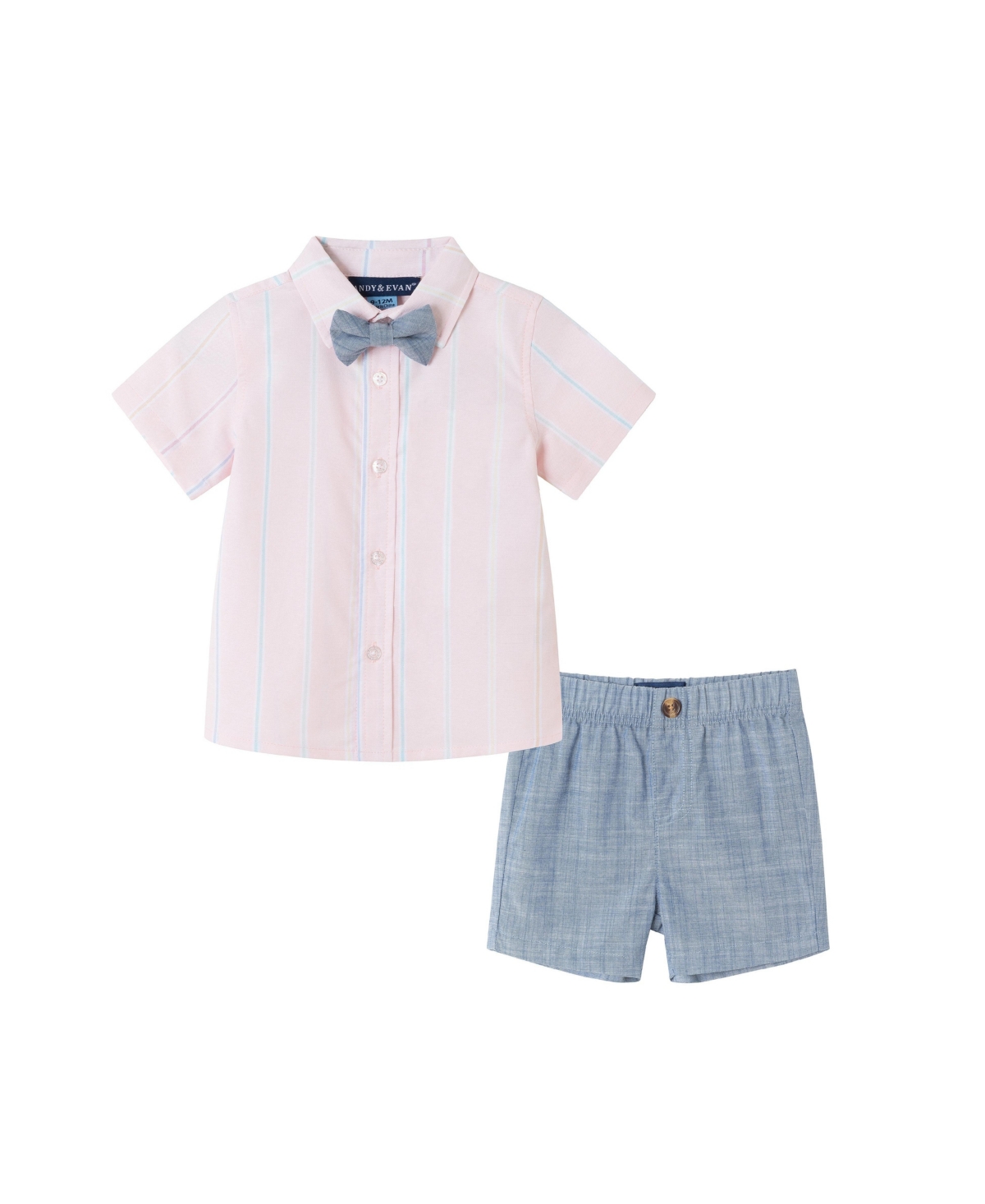 Click here for Andy & Evan Baby Boys Pink Striped Oxford and Bowt... prices