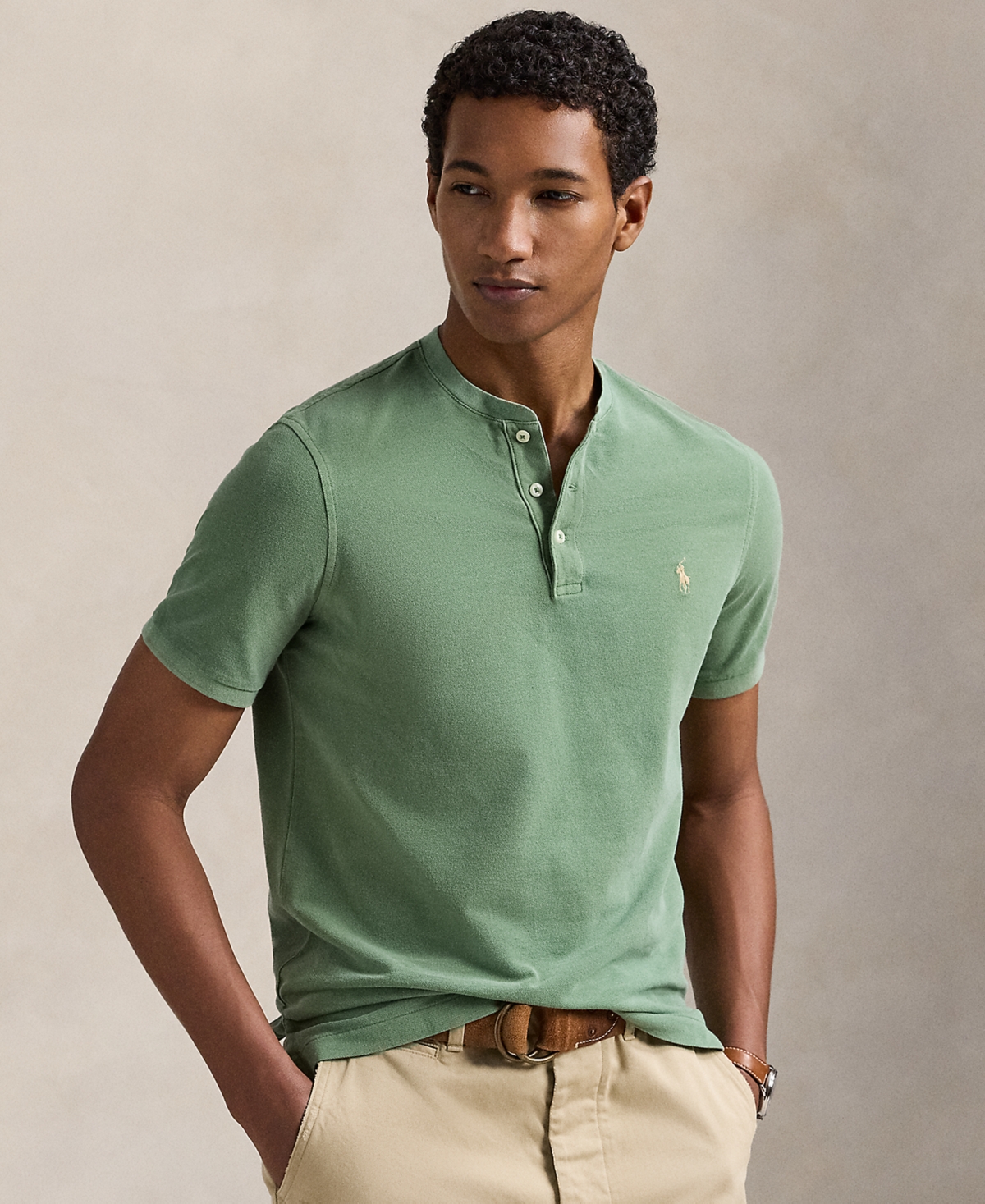 Click here for Polo Ralph Lauren Mens Cotton Pique Henley Shirt -... prices