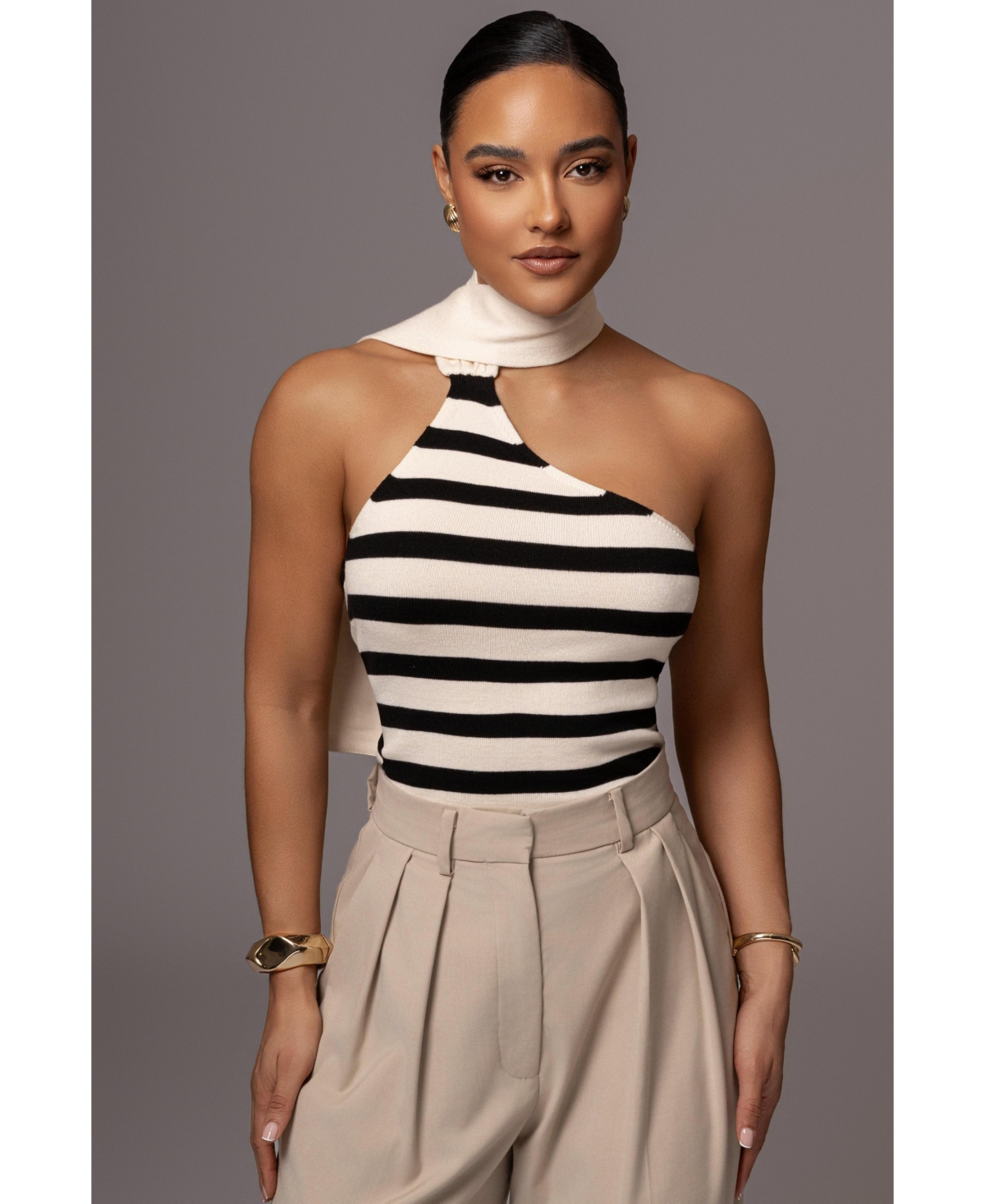 Click here for Jluxlabel Womens Amelie Striped Top - Black prices