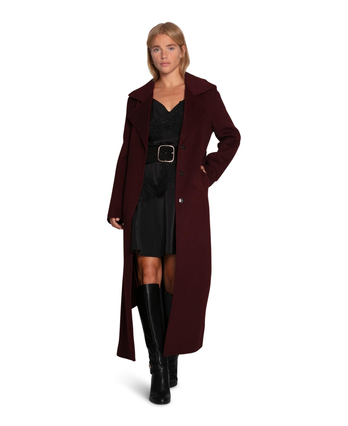 Click here for Belle & Bloom Womens Ex-Boyfriend Maxi Coat - Burg... prices