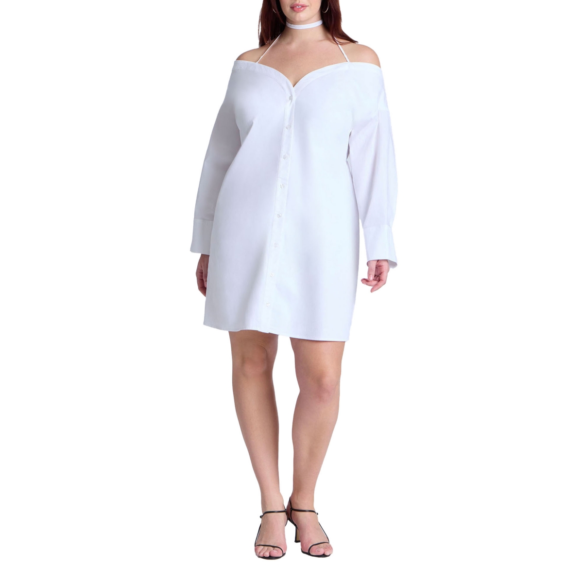 Click here for Eloquii Womens Off The Shoulder Poplin Mini Dress... prices