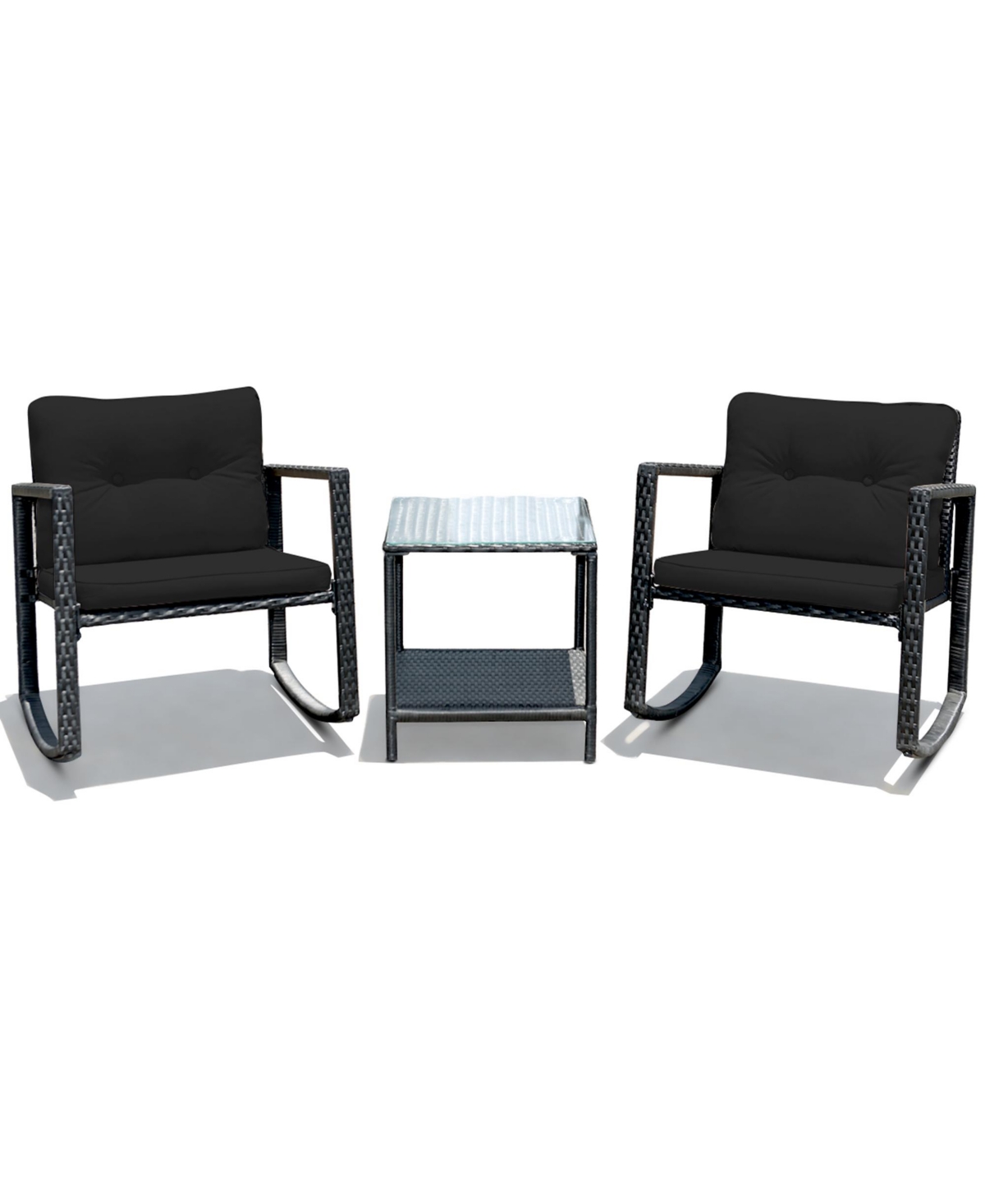 Click here for Gymax Set of 3 Rattan Patio Furniture Set Rocking... prices