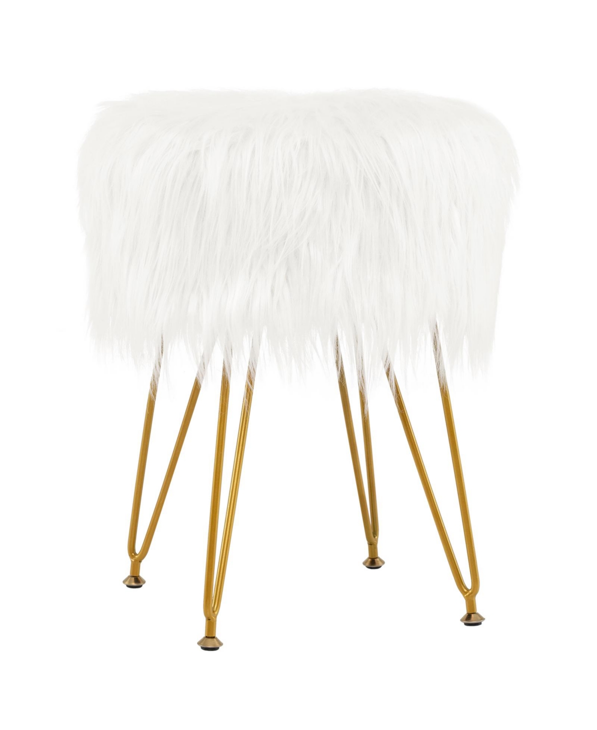 Click here for Faux Fur Vanity Stool Chair with Metal Legs for Be... prices