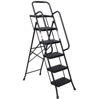 4 Step Ladder, Retractable Handgrip Folding Step Stool with Anti-Slip ...