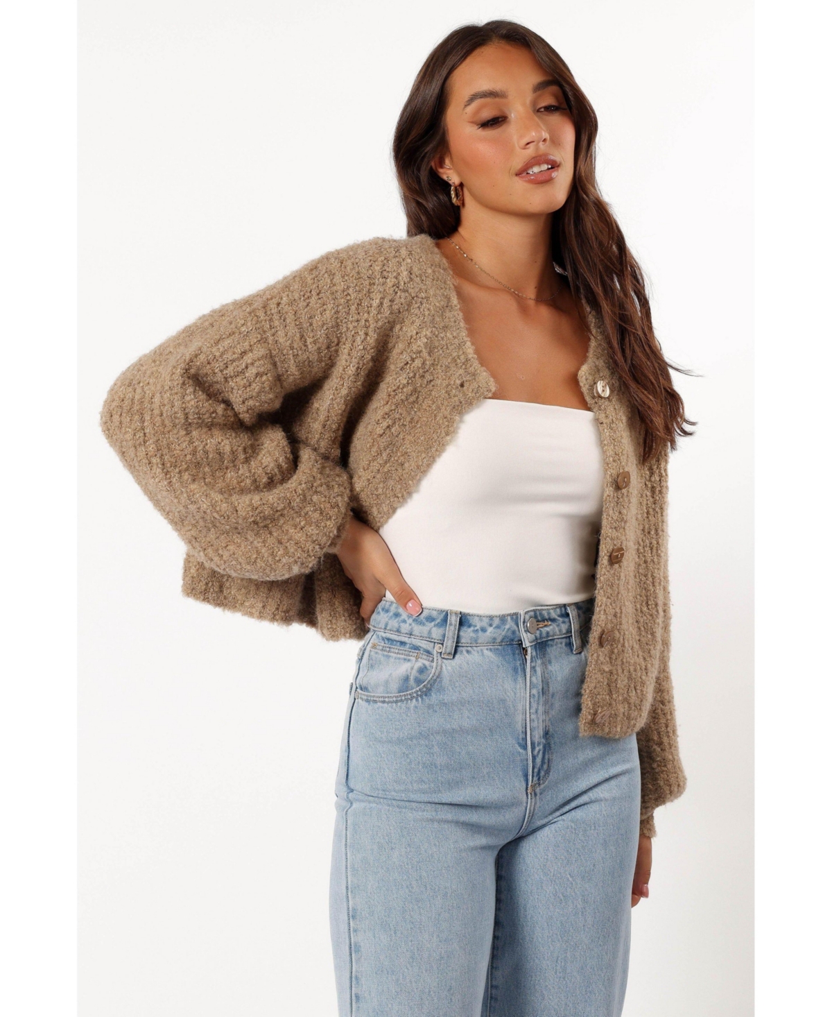 Click here for Petal and Pup Womens Albertine Cardigan - Beige prices