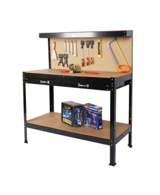 Steel Workbench Tool Storage Work Bench Workshop Tools Table W/Drawer ...