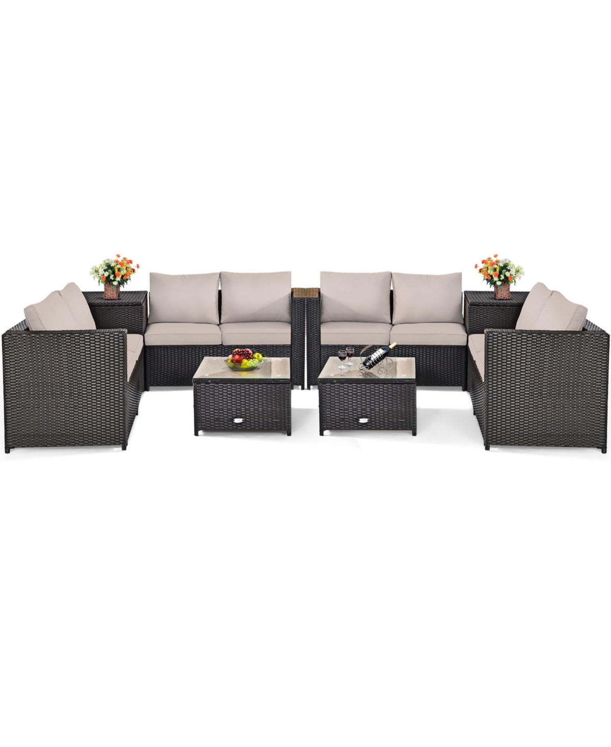 Click here for Gymax 8PCS Cushioned Rattan Patio Conversation Set... prices