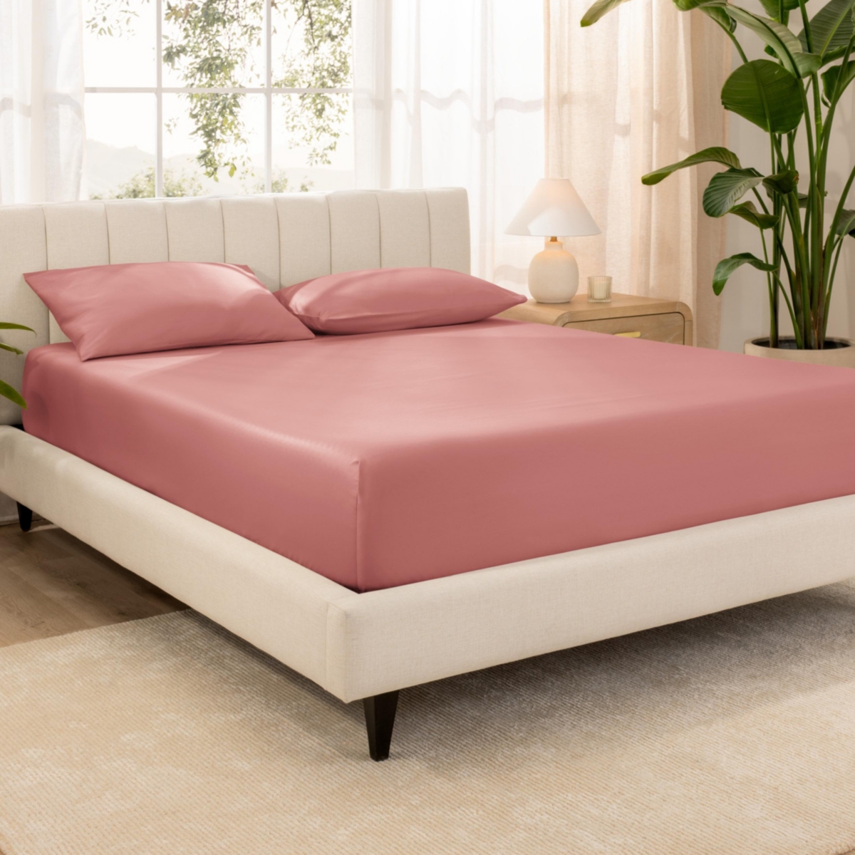 Click here for Bare Home Sateen Fitted Sheet - Dusty rose prices