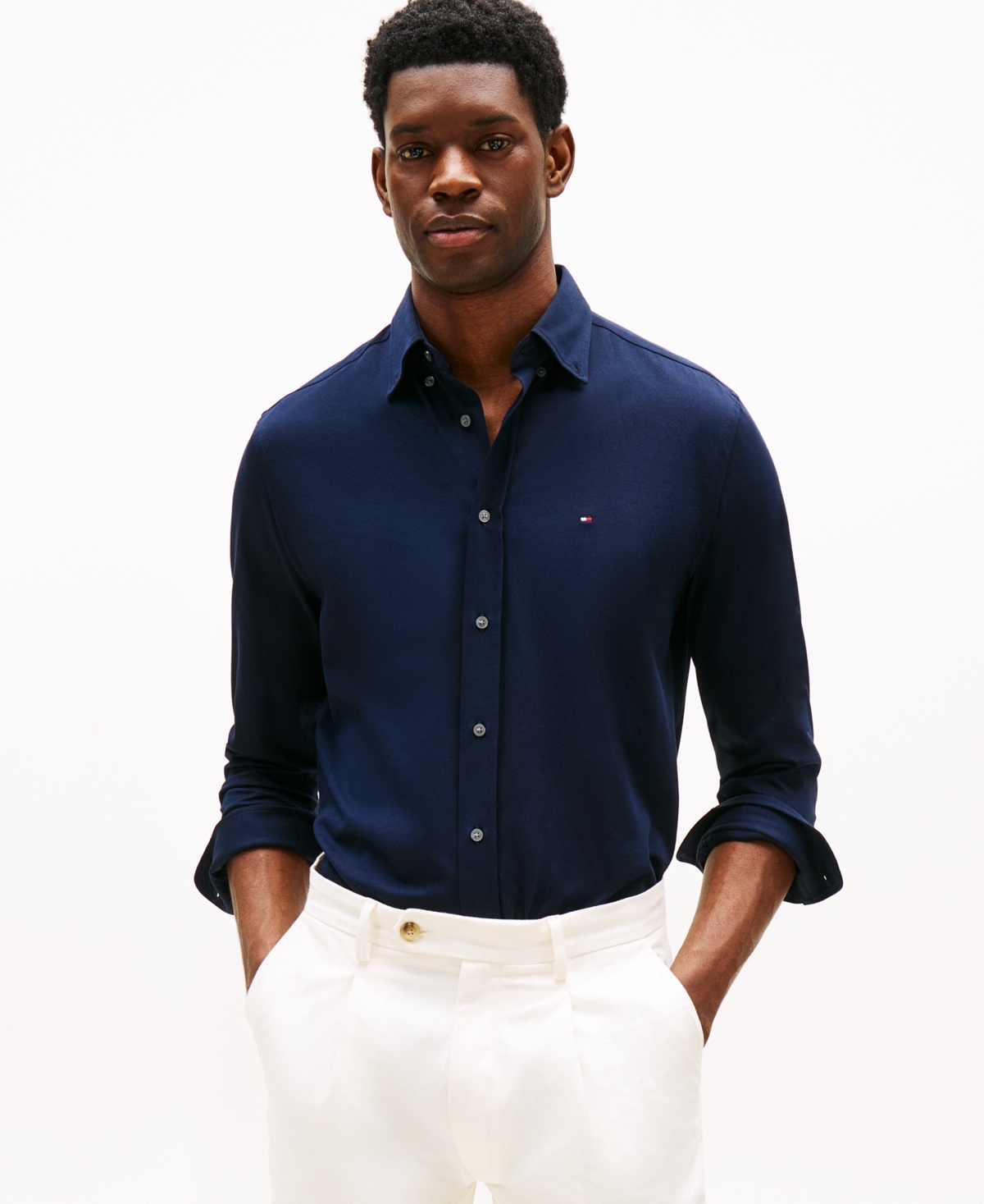 Click here for Tommy Hilfiger Mens Long Sleeve Button Front Perfo... prices