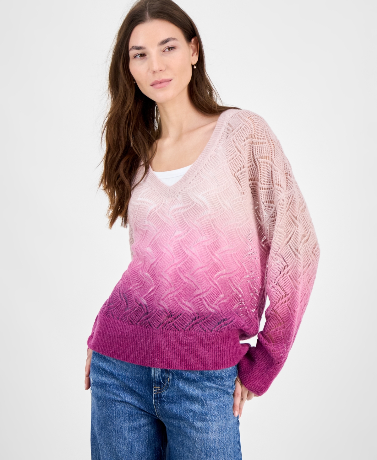 Click here for Boss Orange Womens Relaxed-Fit V-Neck Ombre Sweate... prices
