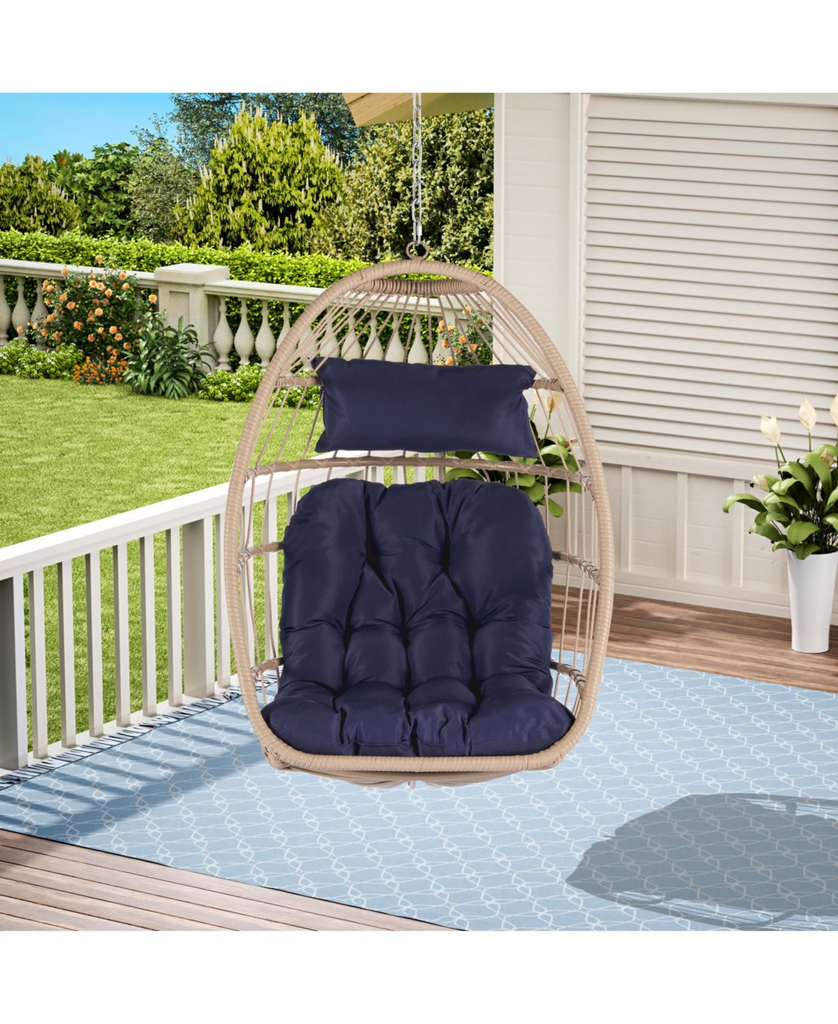 Click here for Streamdale Outdoor Garden Rattan Egg Swing Chair H... prices