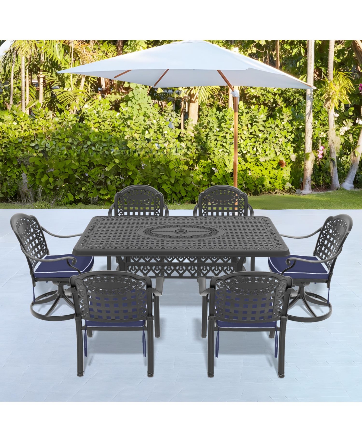Click here for Streamdale 7-Piece Cast Aluminum Dining Set  2 Swi... prices