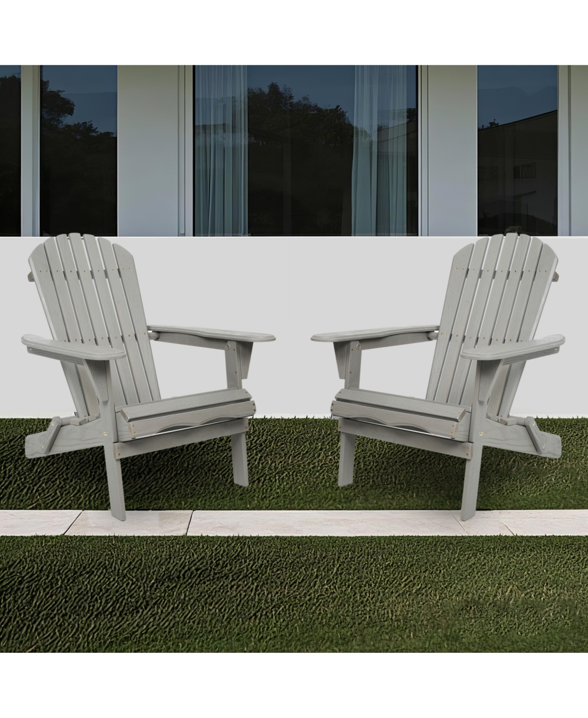 Click here for Streamdale 2 Wooden Folding Adirondack Chairs - Gr... prices