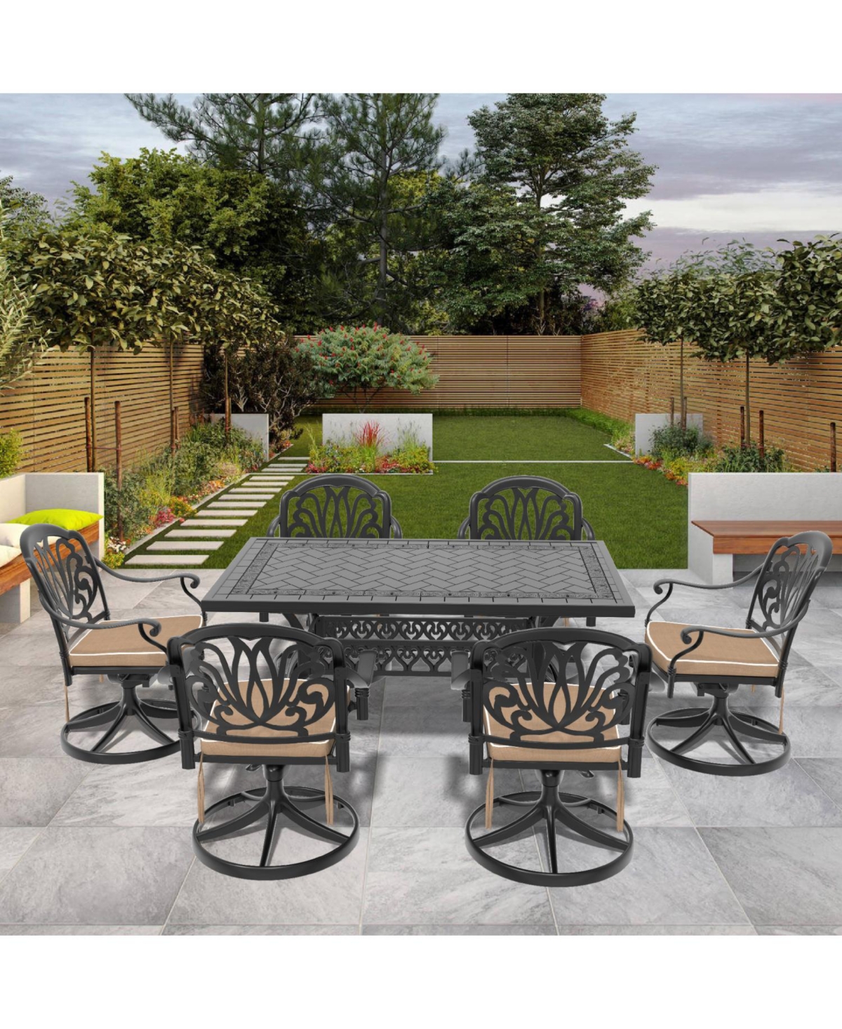 Click here for Streamdale 7-pc Cast Aluminum Dining Set  6 Swivel... prices