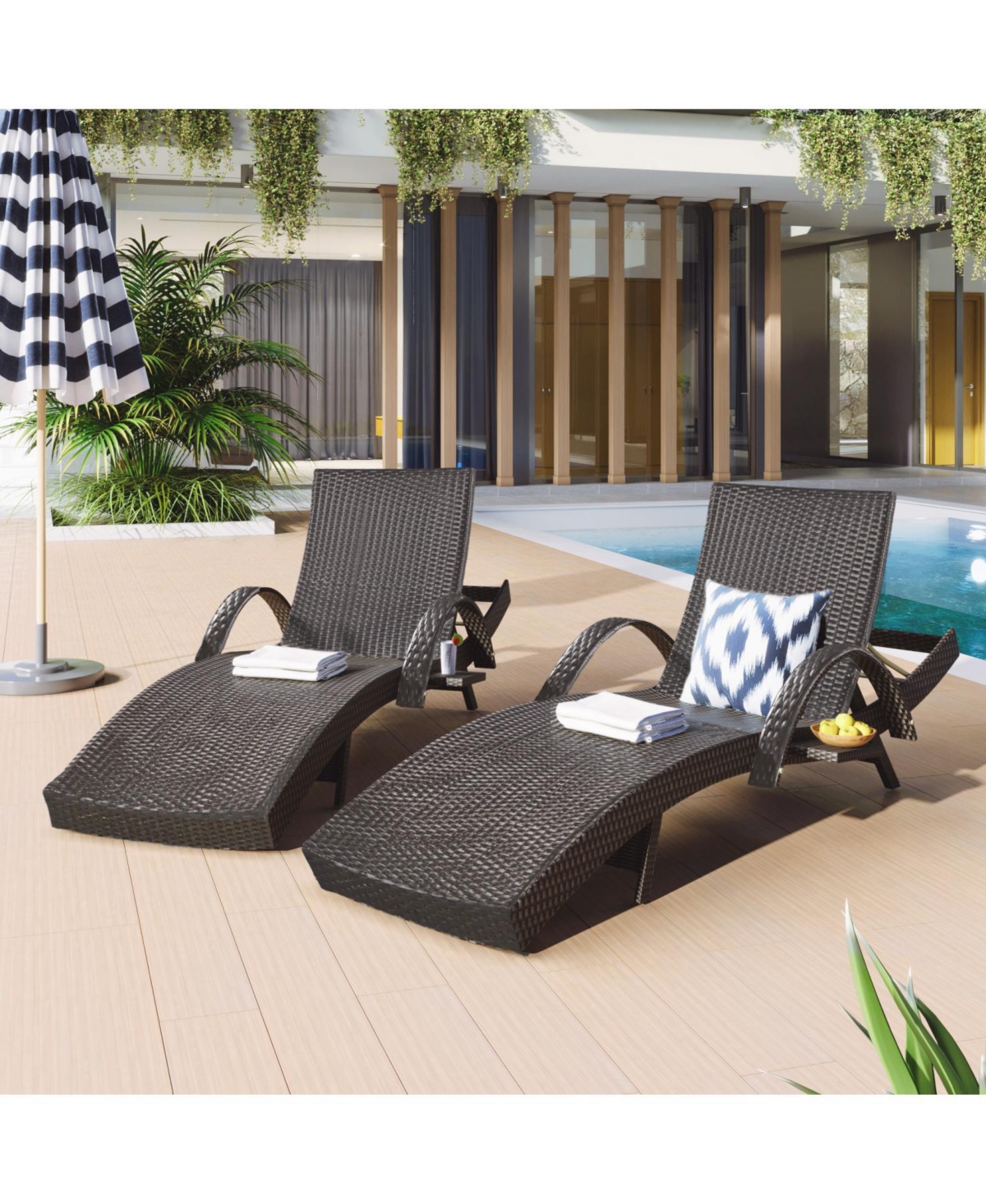 Click here for Streamdale 80" Wicker Chaise Lounge Set (2)... prices