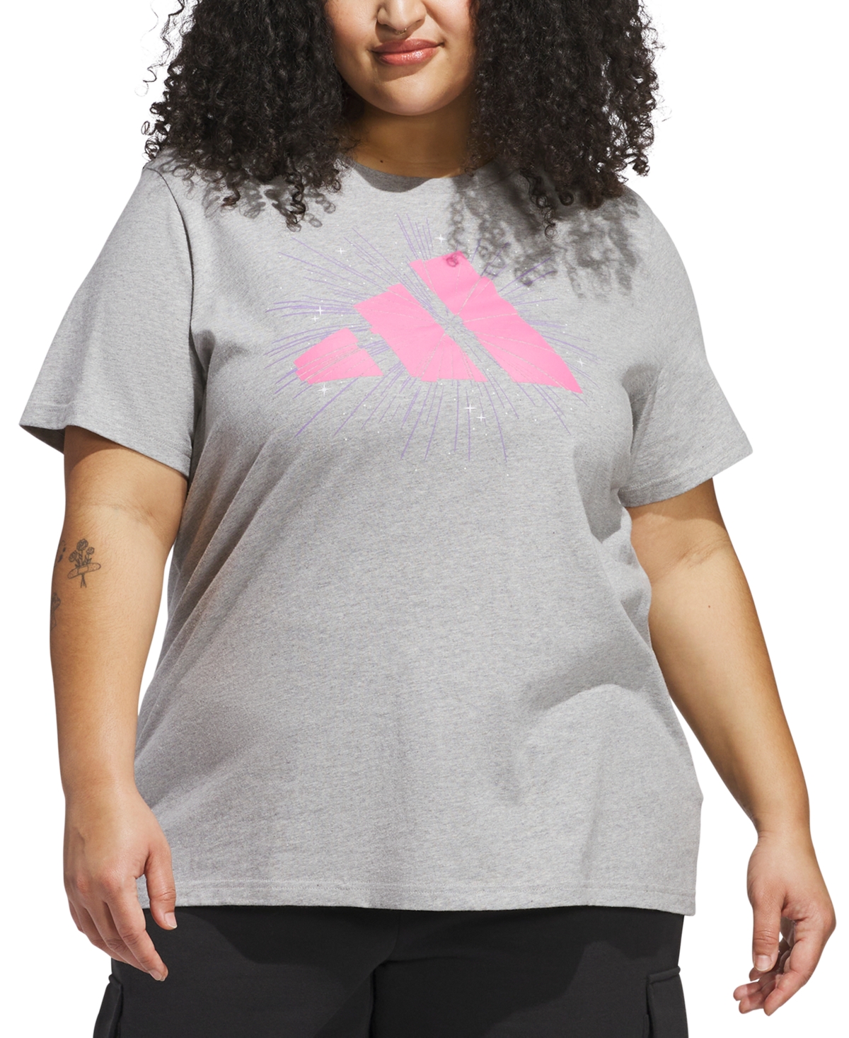 Click here for adidas Plus Size Cotton Active Firework Logo Tee -... prices