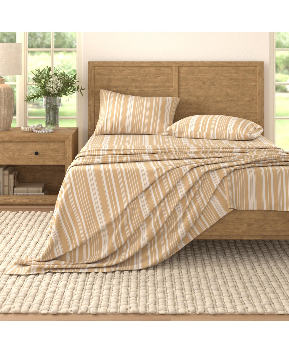 Click here for Linery & Co. Striped Brushed Microfiber Bed Sheet... prices