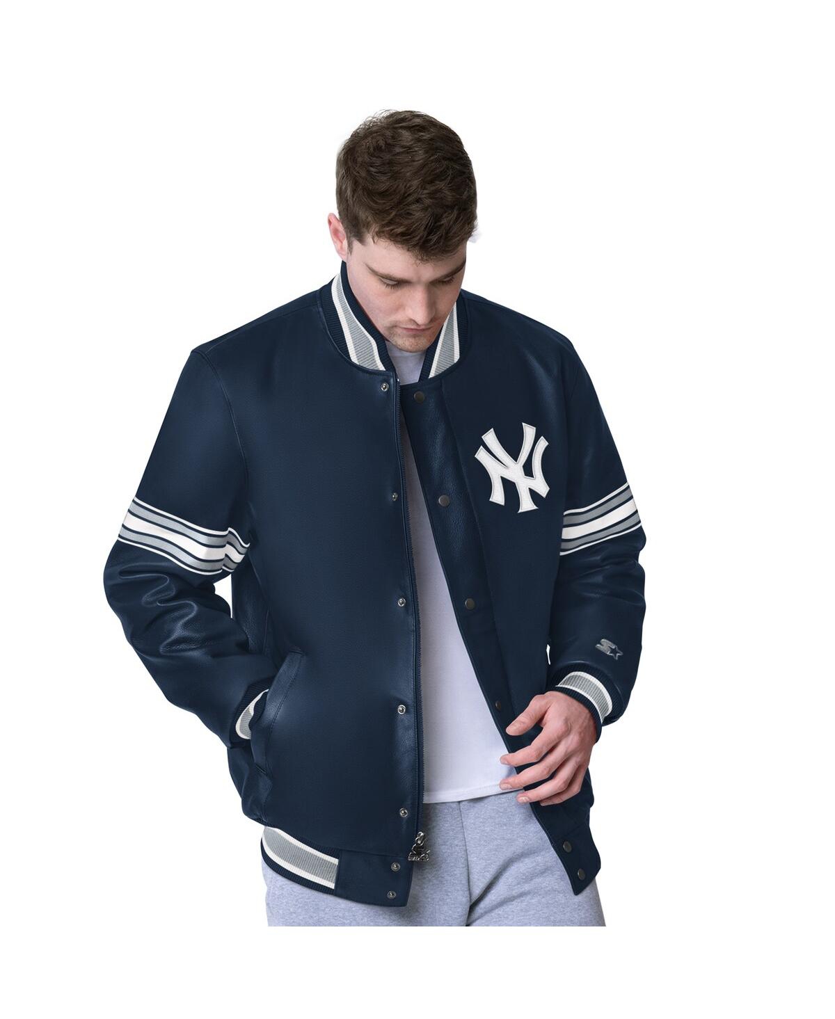 Click here for Starter Mens Navy New York Yankees Leather Jacket... prices
