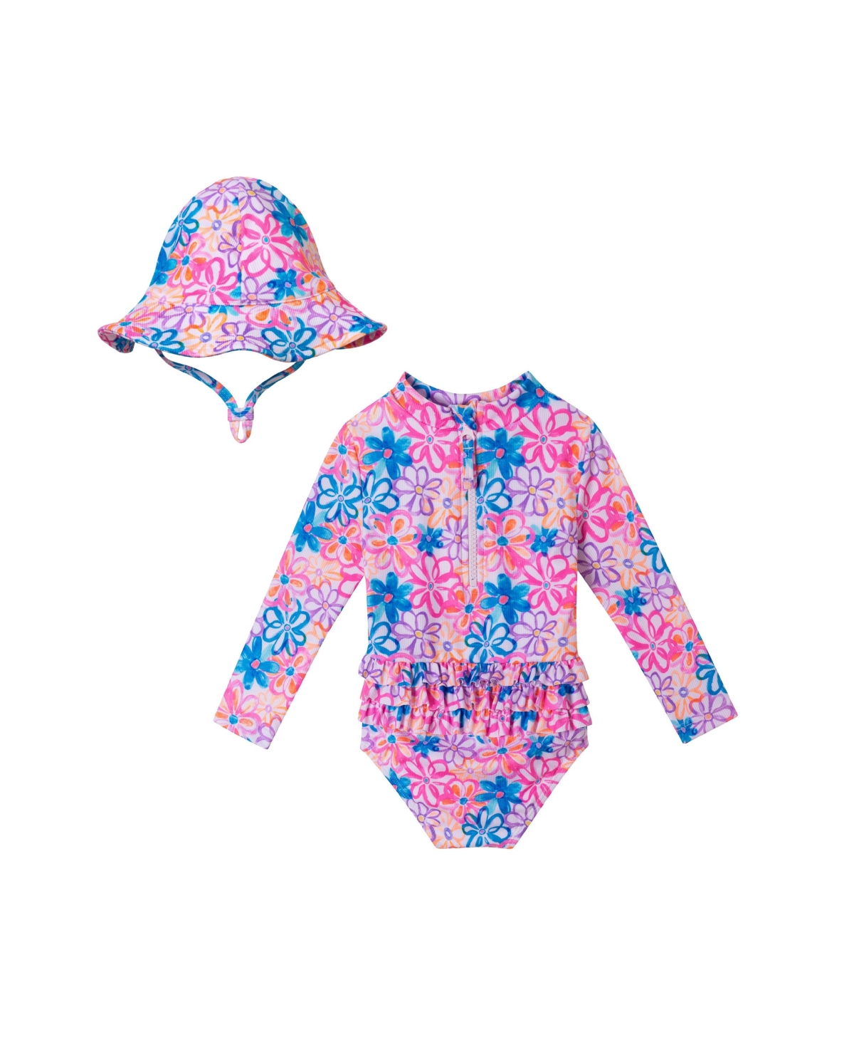 Click here for Andy & Evan Baby Girls Floral Print Rashguard w/Ha... prices