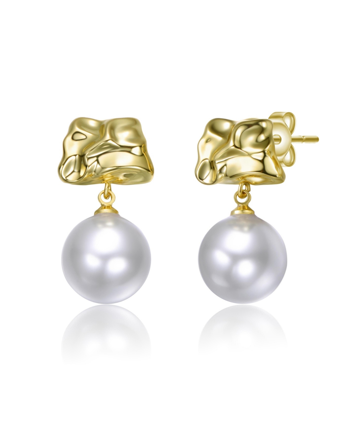 Click here for 14K Gold Plated with White Pearl Drop Earrings - G... prices