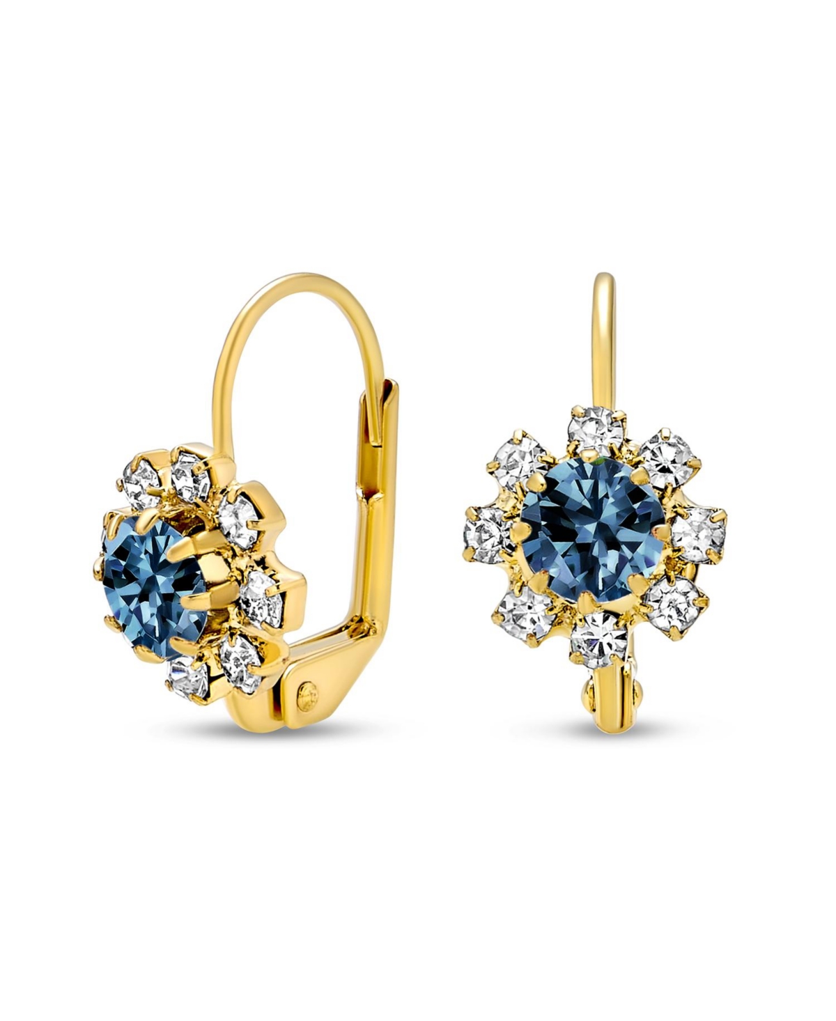 Click here for Bling Jewelry Flower Crystal Drop Earrings Gold Pl... prices