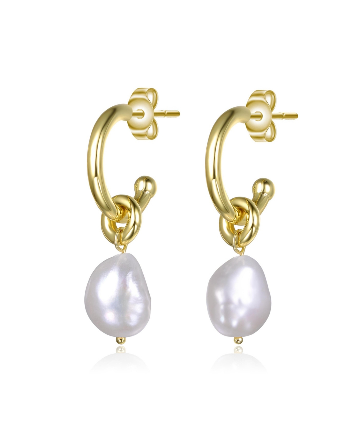 Click here for 14K Gold Plated with Irregular Pearl Huggie Drop E... prices