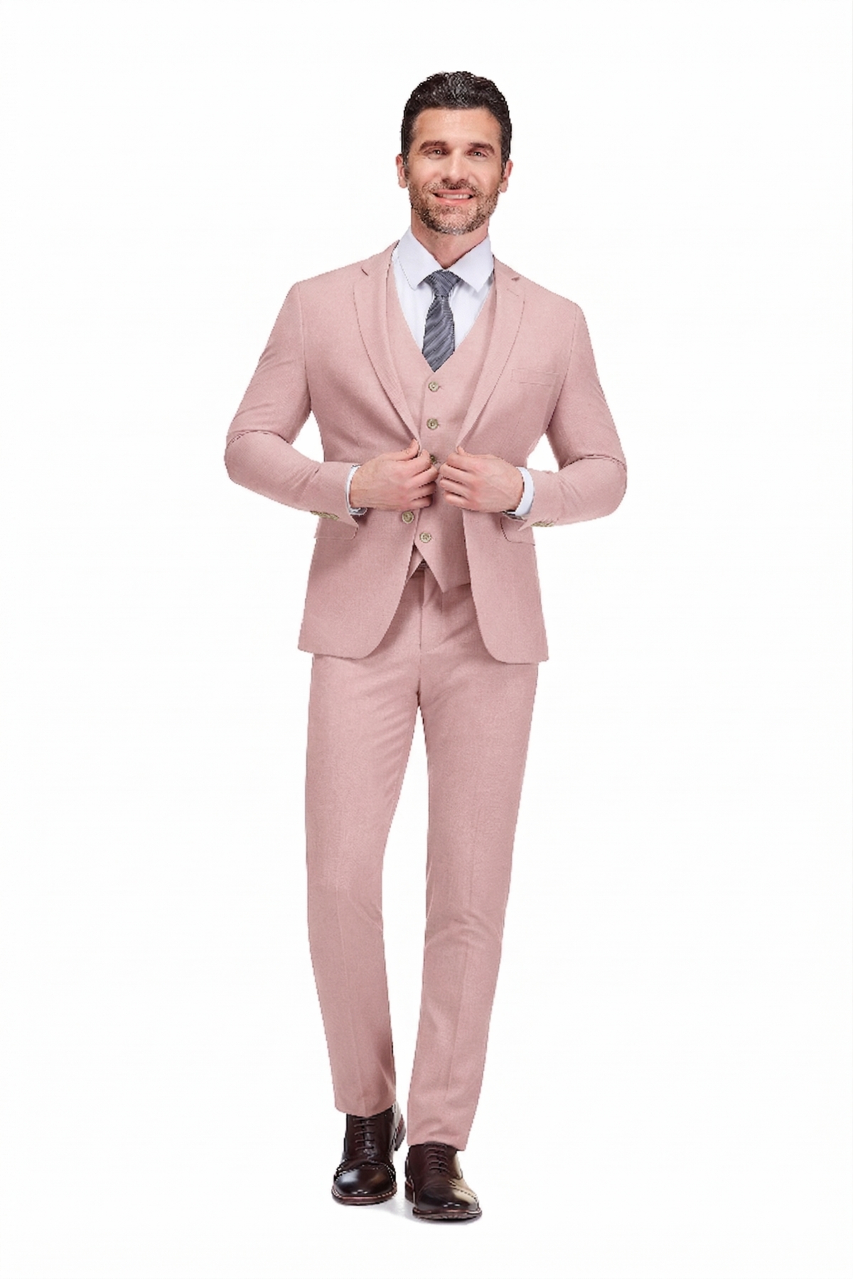Click here for Gino Vitale Mens Skinny Fit 3-Piece Suit - Soft pi... prices
