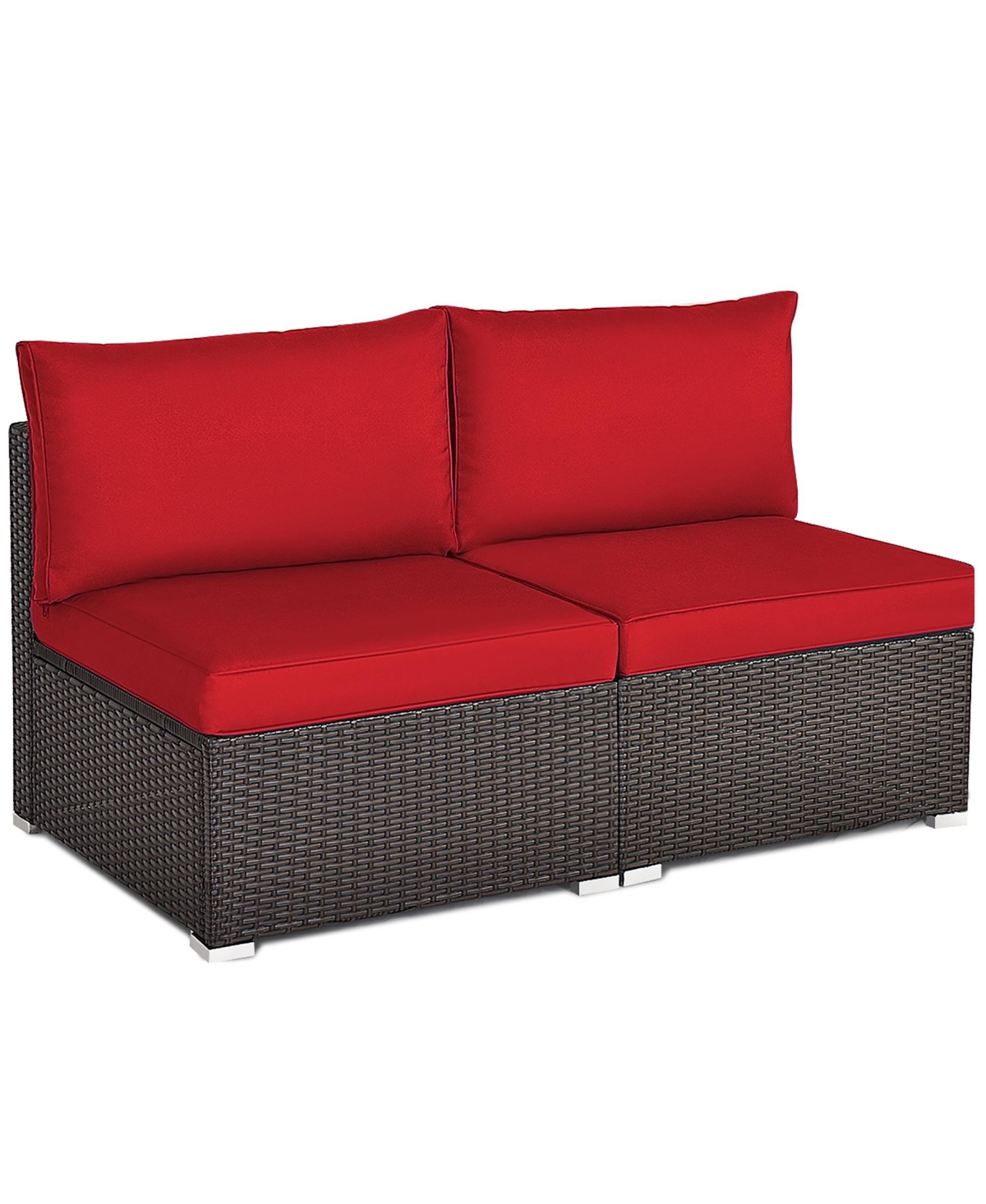 Click here for 2PCS Patio Rattan Armless Sofa Sectional Conversat... prices