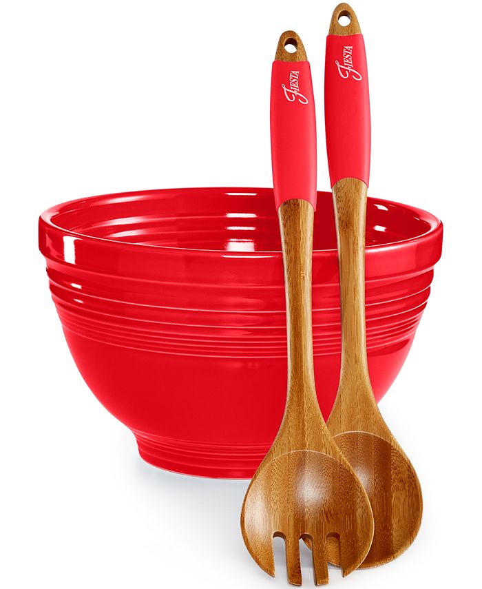 Fiesta Scarlet 3-Piece Salad Set, Created for Macy's - Macy's