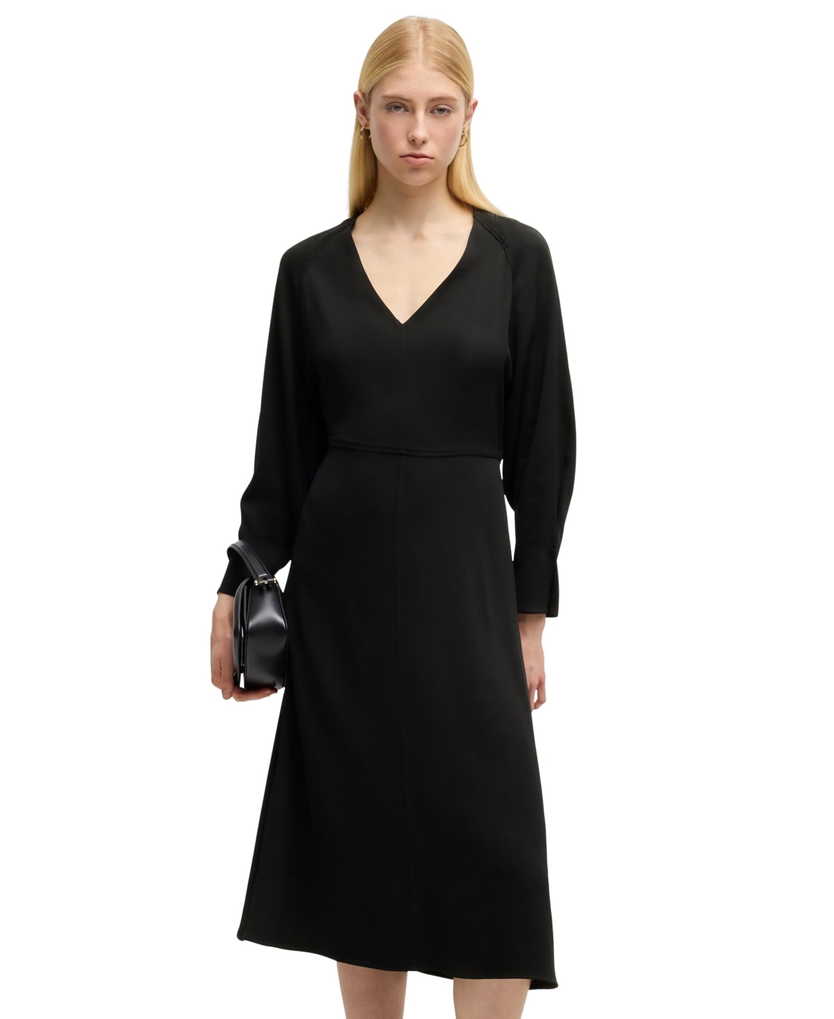 Boss by Hugo Boss Womens Relaxed-Fit V-Neck Dress - Black
