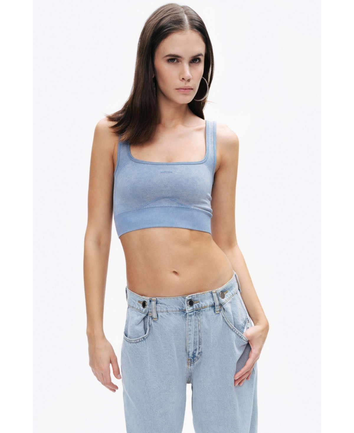 Click here for Nocturne Womens Ribbed Crop Top - Indigo blue prices