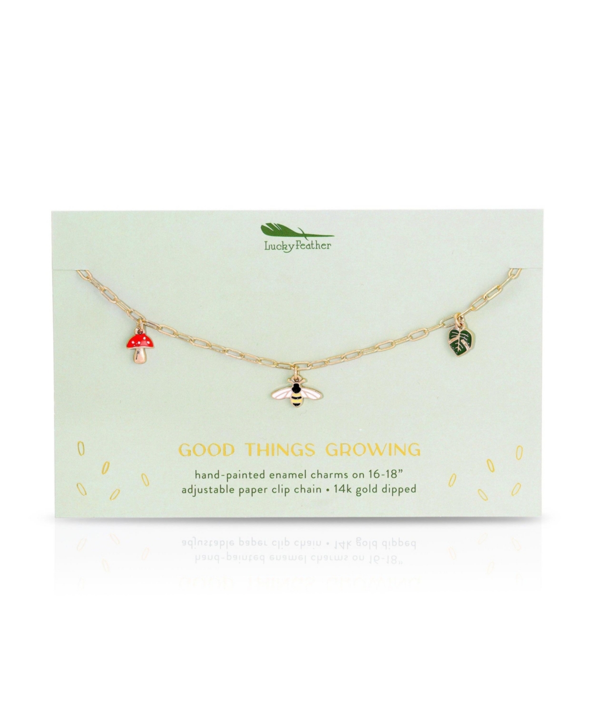 Click here for Lucky Feather Enamel Treasure Necklace - Grow prices