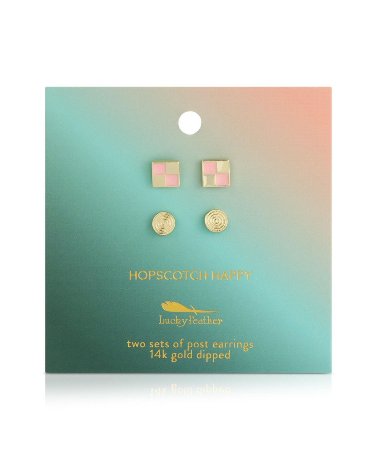 Click here for Lucky Feather Earring Set - 2 pr - Checkerboard +... prices